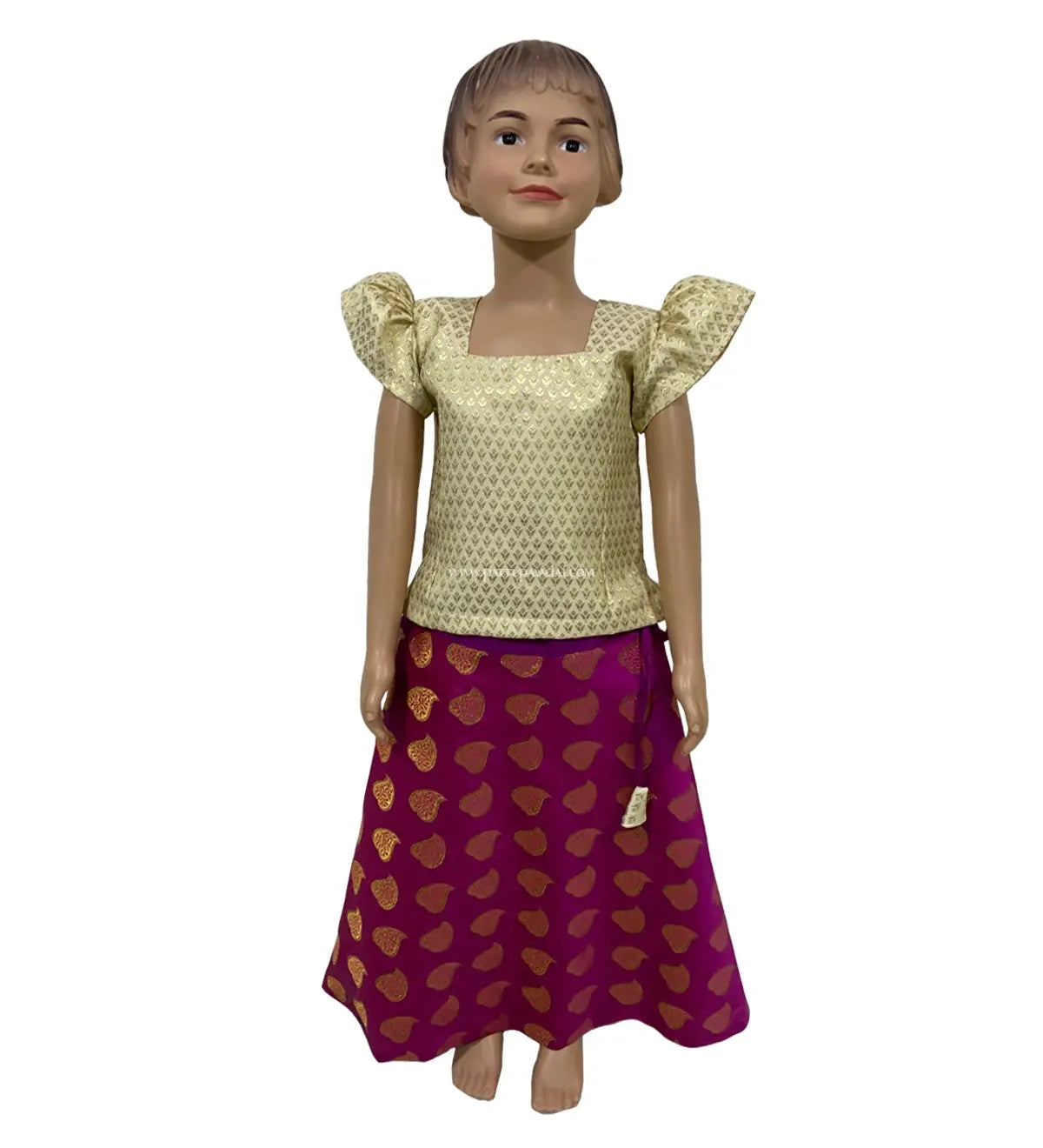 Buy Fancy Langa Magenta and Cream – Pattupavadai.com