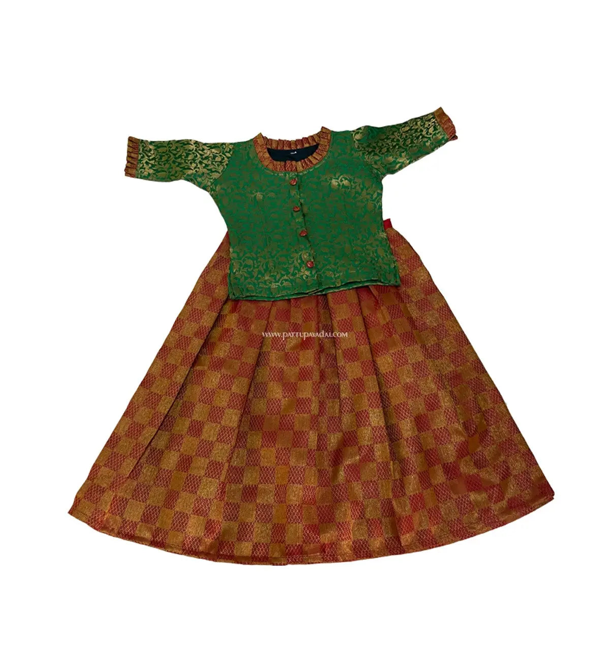 Buy Trendy Fancy Langa Green And Red – Pattupavadai.com
